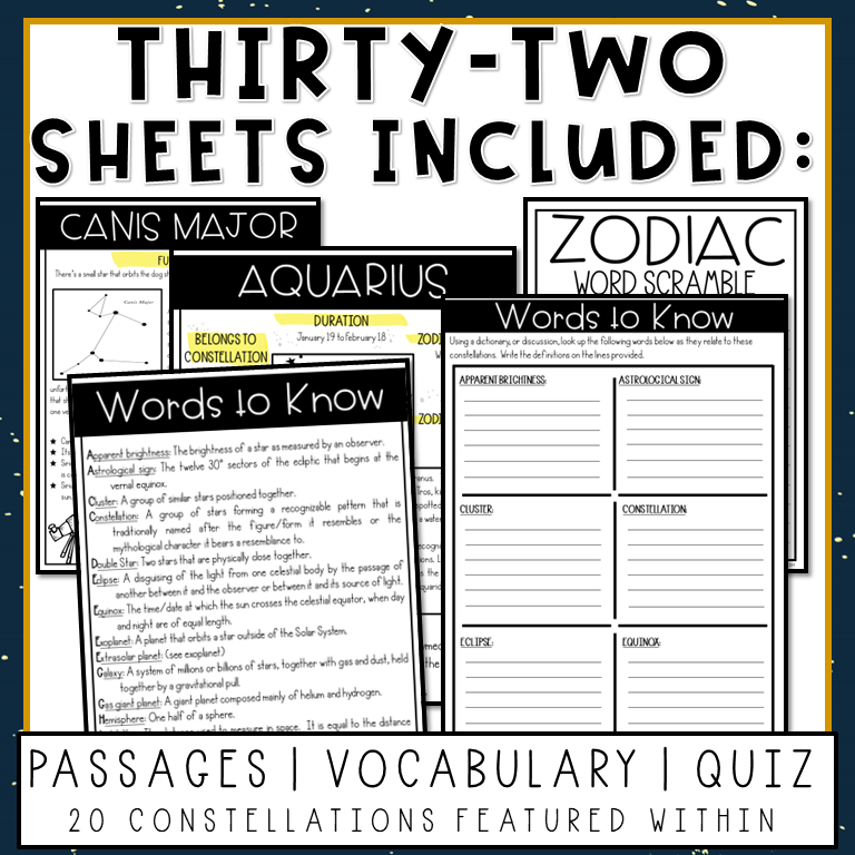 Greek Mythology and Zodiac Constellations Reading Passages - Fifth is ...