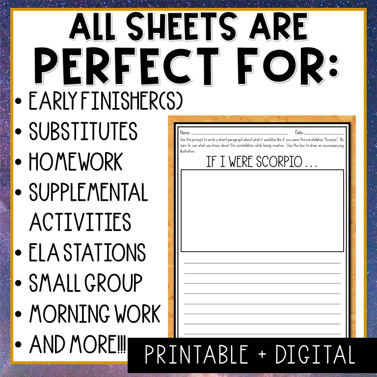 Greek Mythology and Zodiac Constellations Creative Writing Prompts ...