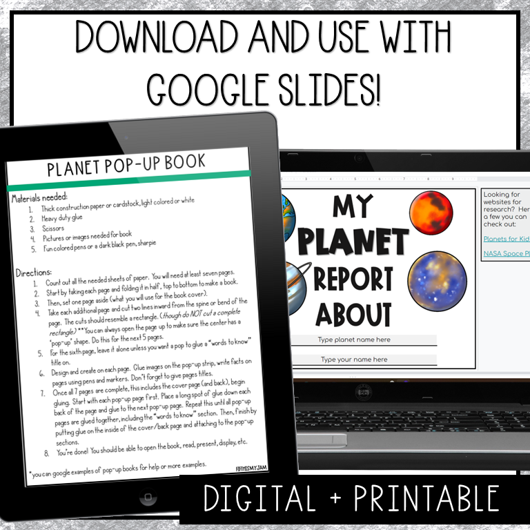 Planet Research Packet Pop Up Book and Presentation Project - Fifth is ...