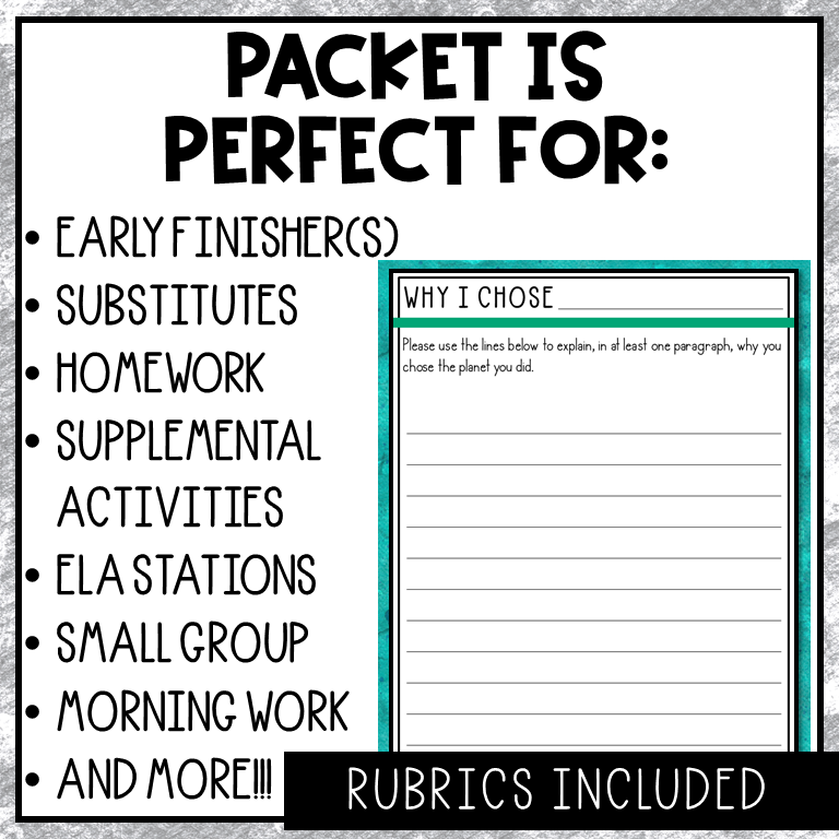 Planet Research Packet Pop Up Book and Presentation Project - Fifth is ...