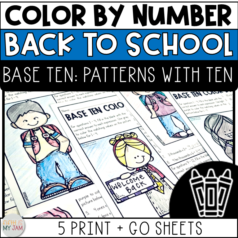 5th Grade Math Back to School Color By Number Evaluating Expressions ...