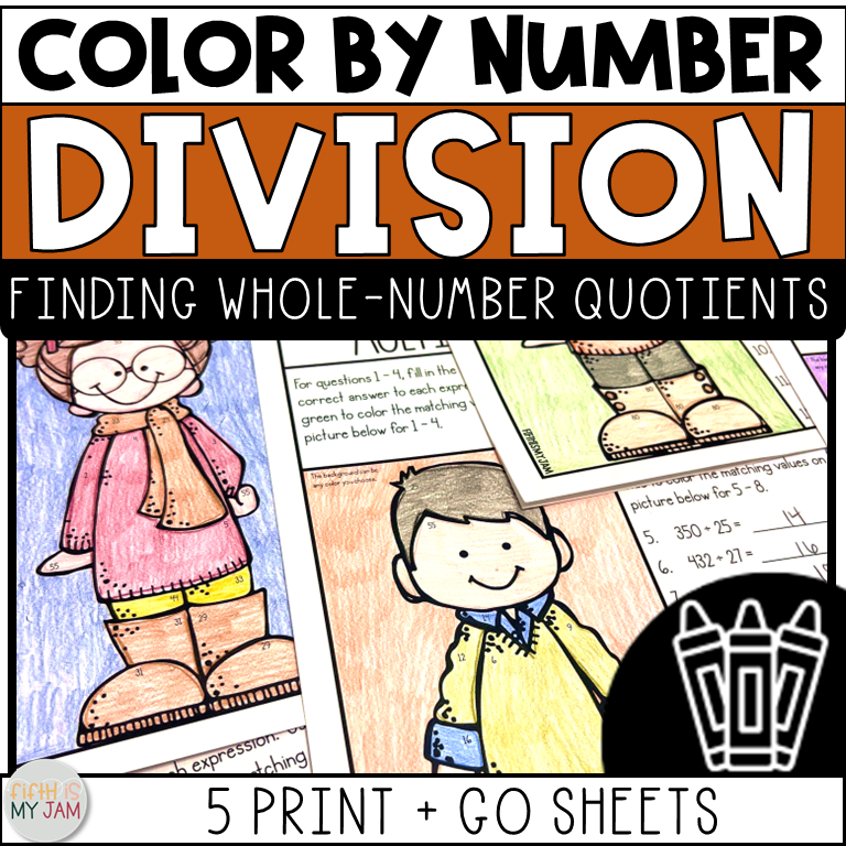 Color By Number Division Whole Numbers Base Ten 5th Grade Math ...