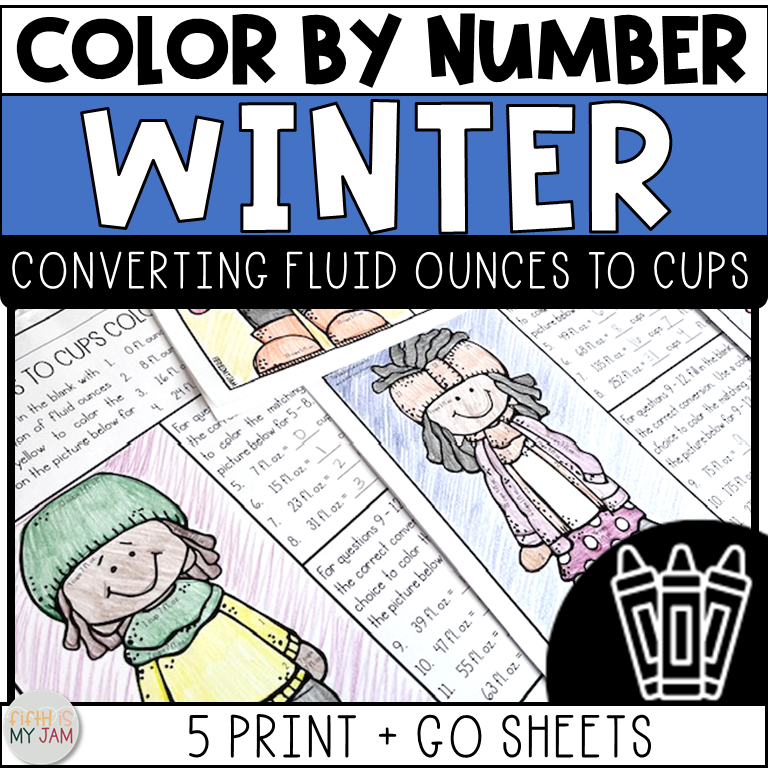 Winter Color By Number 5th Grade Conversion Math Worksheets Fluid ...