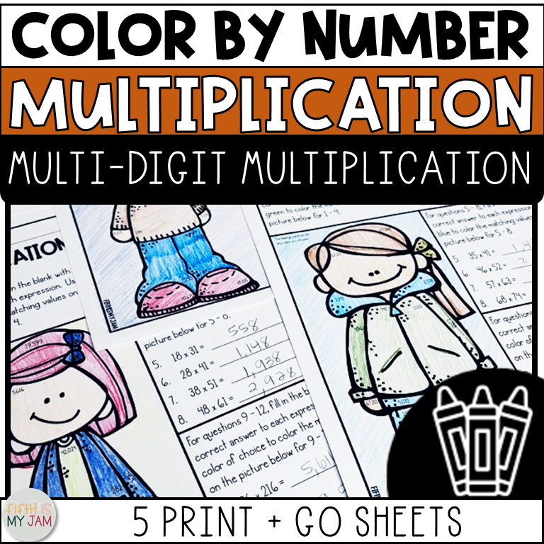 5th Grade Math Multidigit Multiplication Color By Number Base Ten ...