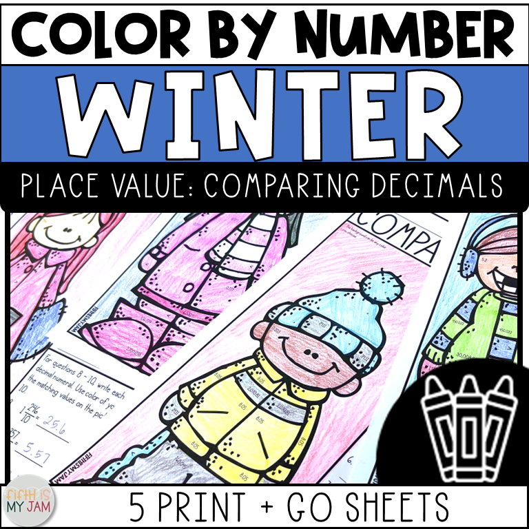 5th Grade Color By Number Decimals Winter Math Worksheets Place Value ...