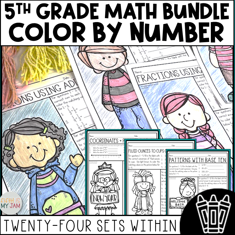 5th Grade Math Coloring Worksheets Color by Number - Fifth is My Jam