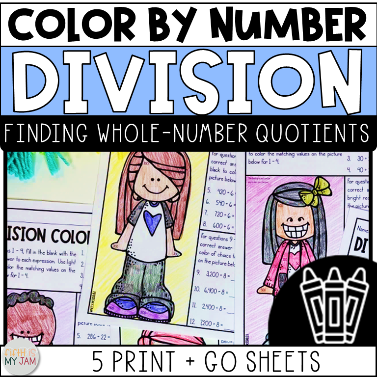Color By Number Division Whole Numbers Base Ten 5th Grade Math ...